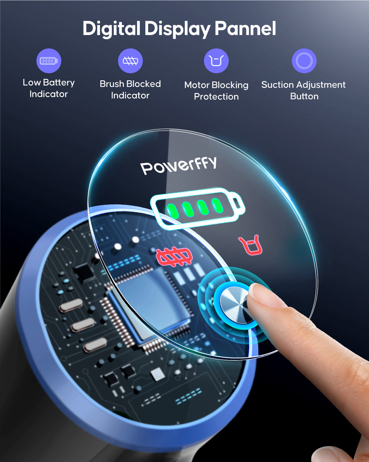 Powerffy 400W/30Kpa Cordless Vacuum Cleaner, 45 mins Rechargeable Stic